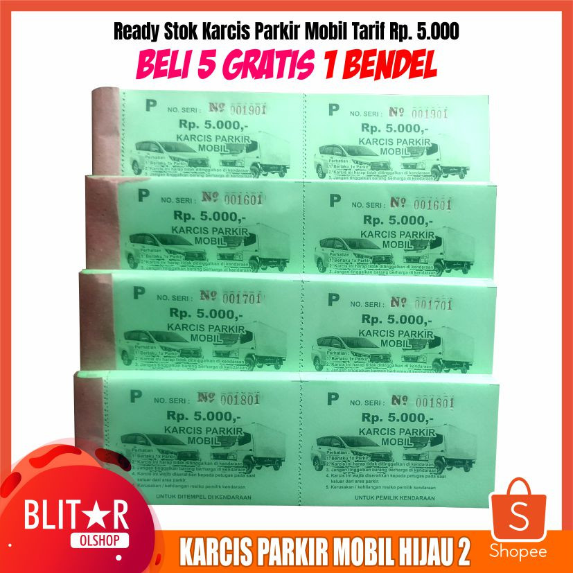 Jual Karcis Parkir Mobil Tarif 5 Ribu Kertas Warna Best Seller | Shopee ...