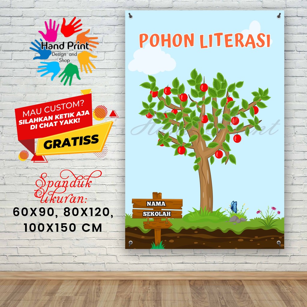Jual Cetak Spanduk Banner Pohon Literasi Sekolah Pohon Cita - Cita Tema ...