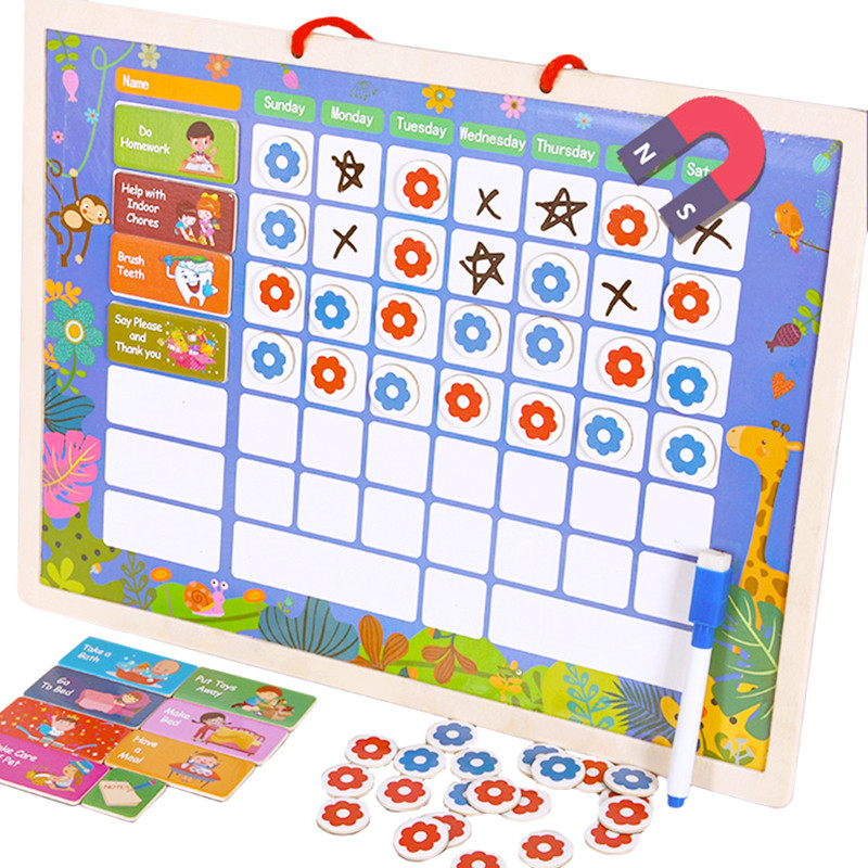 Jual Children Habit Growth Educational Toys Magnetic Habit Tracking ...