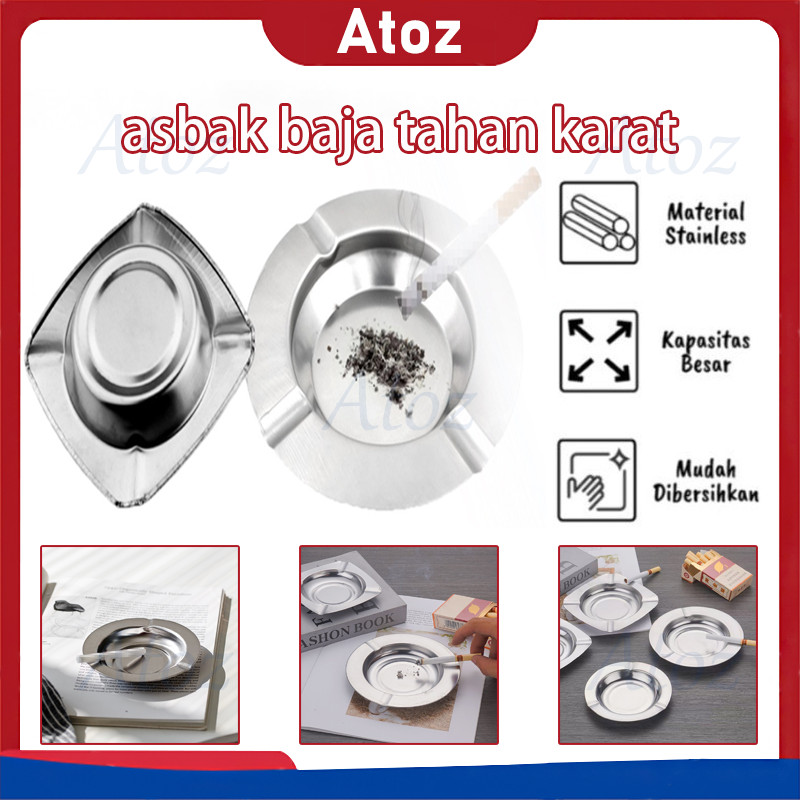 Jual asbak baja tahan karat/asbak bulat/tempat asbak/asbak aluminium ...