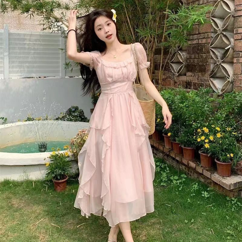Jual Gaun Sifon Pinggang Tinggi Peri Cinta Pertama Manis Prancis ...