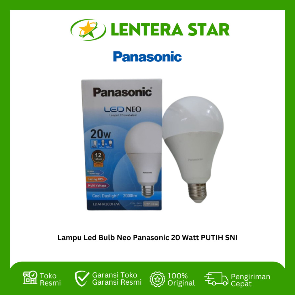 Jual Lampu Led Bulb Neo Panasonic 20 Watt PUTIH SNI | Shopee Indonesia