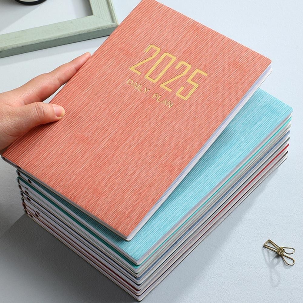 Jual 2025 A5 Agenda Book PU Leather Cover Daily Weekly Monthly Planner ...