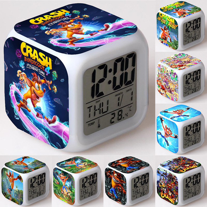 Jual New Crash Bandicoot Alarm Clock Figure 7 Colors LED Change PVC ...