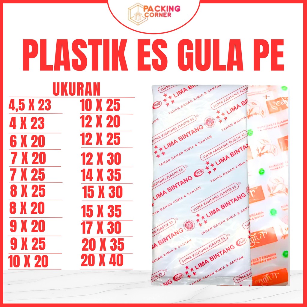 Jual Plastik Pe Es Mambo Lilin Kantong Gula Minyak Es Batu Santah Kuah Bakso 10x20 10x25 12x25