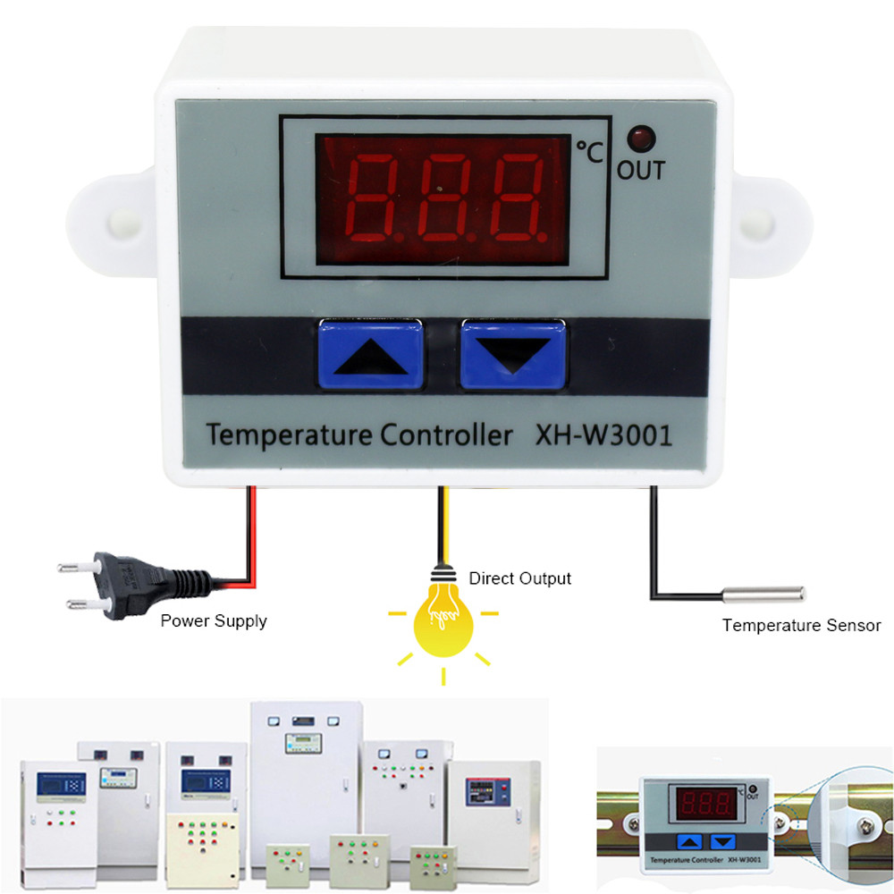 Jual 10A 12V 24V 220VAC Digital LED Temperature Controller XH-W3001 For ...