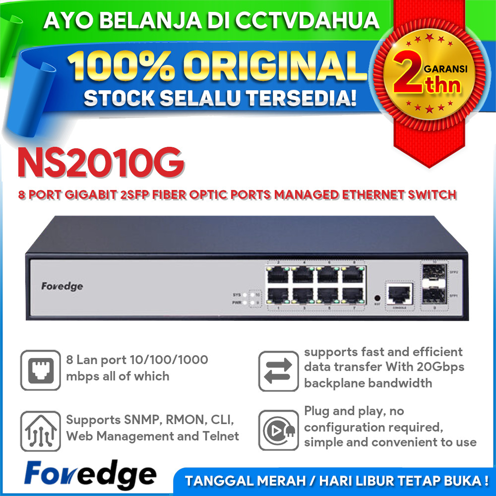 Jual FOREDGE NS2010G 8 PORT GIGABIT 2SFP FIBER OPTIC PORTS MANAGED ...