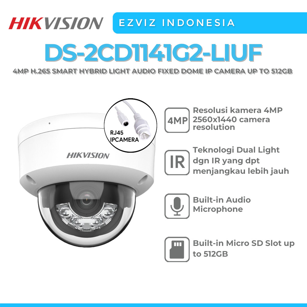 Jual HIKVISION DS-2CD1141G2-LIUF 4MP H.265 SMART HYBRID LIGHT AUDIO ...