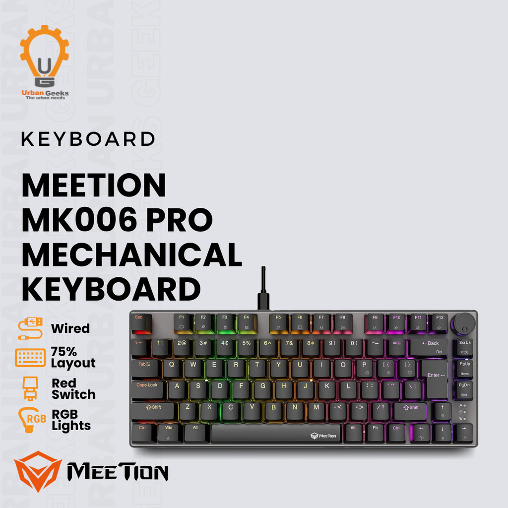 Jual Meetion MK006 Pro – 75% Hot‑Swap Mechanical Gaming Keyboard, Red ...