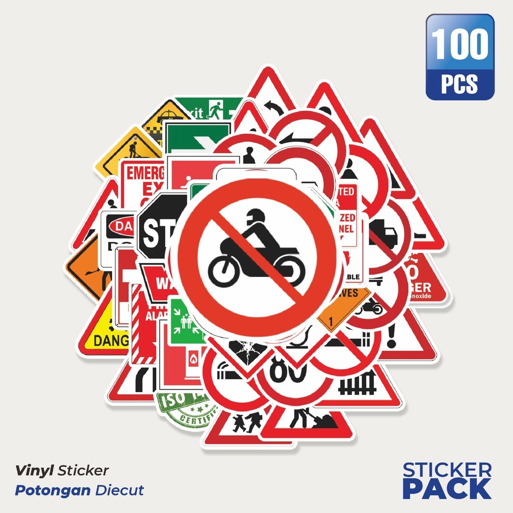 Jual MURAH 100 PCS Stiker Keselamatan & Simbol Operasional Waterproof ...