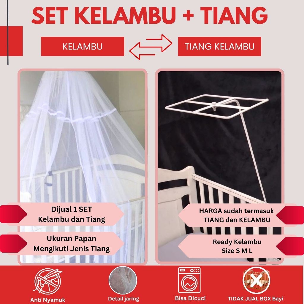 Jual SET KELAMBU TIANG Box bayi sarung anti nyamuk selambu tiang set ...