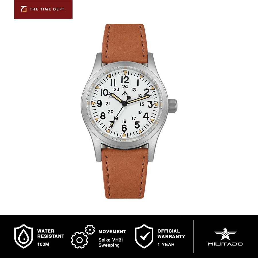 Jual Militado ML05 White Dial 38mm Jam Tangan Pilot Field Watch Quartz ...