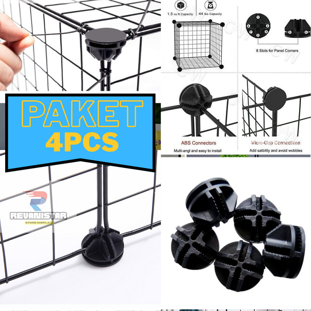 Jual 4 PCS Konektor Penyambung Wire wall grid ram besi Connector ...