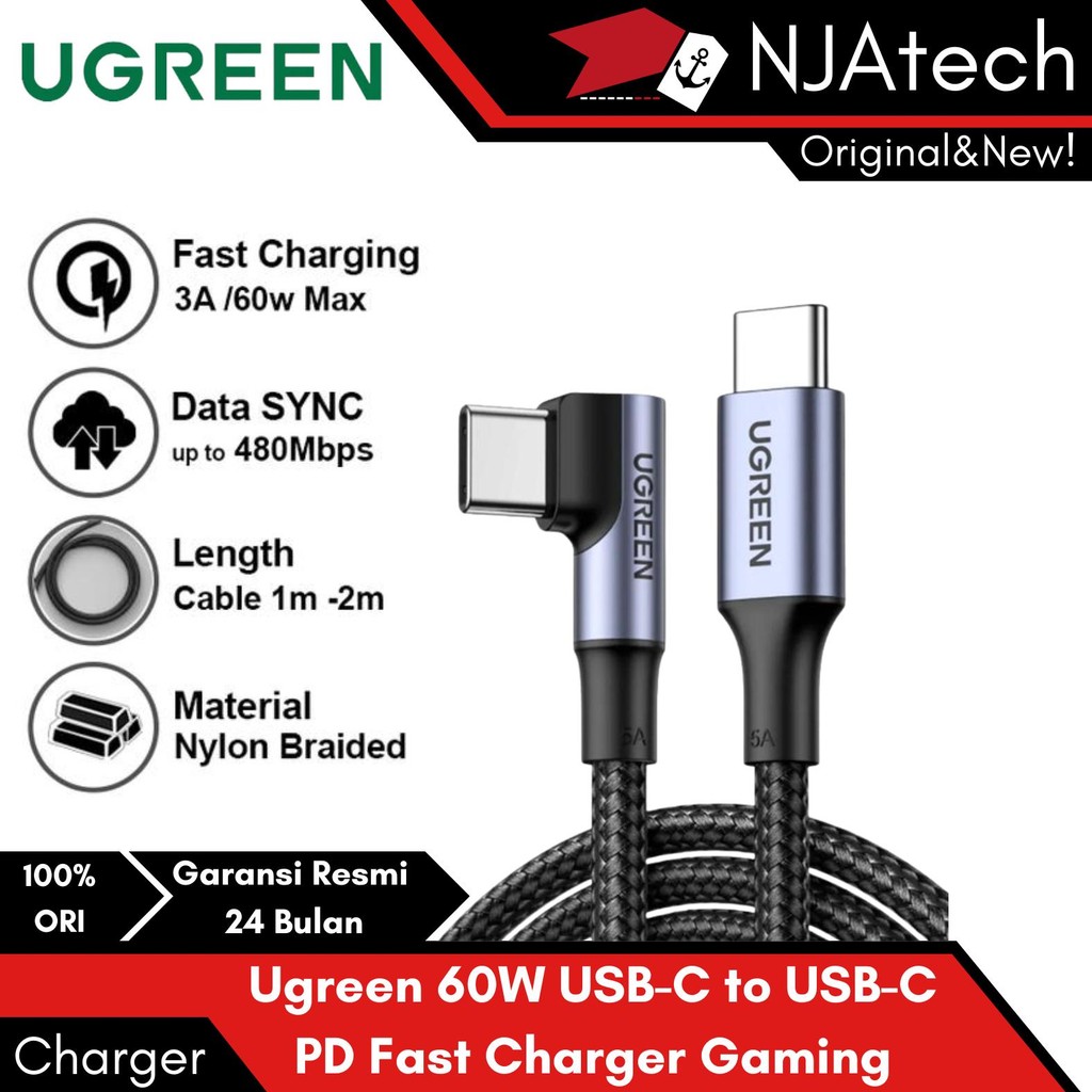 Jual UGREEN Kabel Data Gaming PD Type C to Type C Fast Charging 60W ...