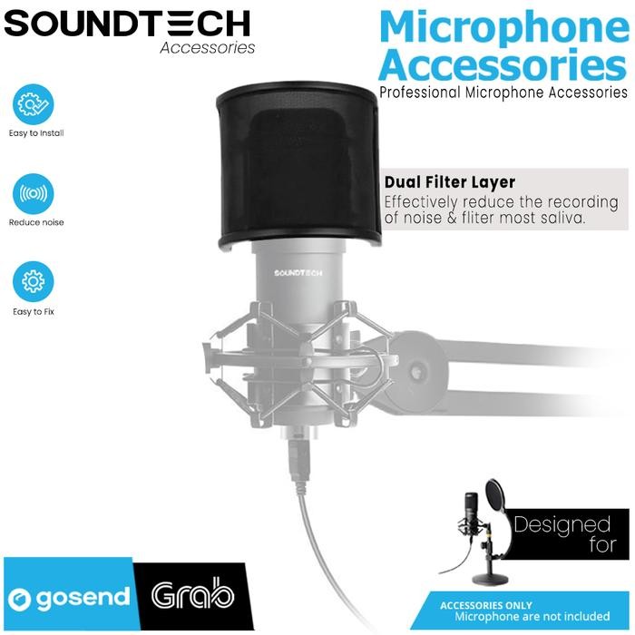 Jual SOUNDTECH Microphone Pop Filter U Shape Windshield Mask Metal Mesh ...