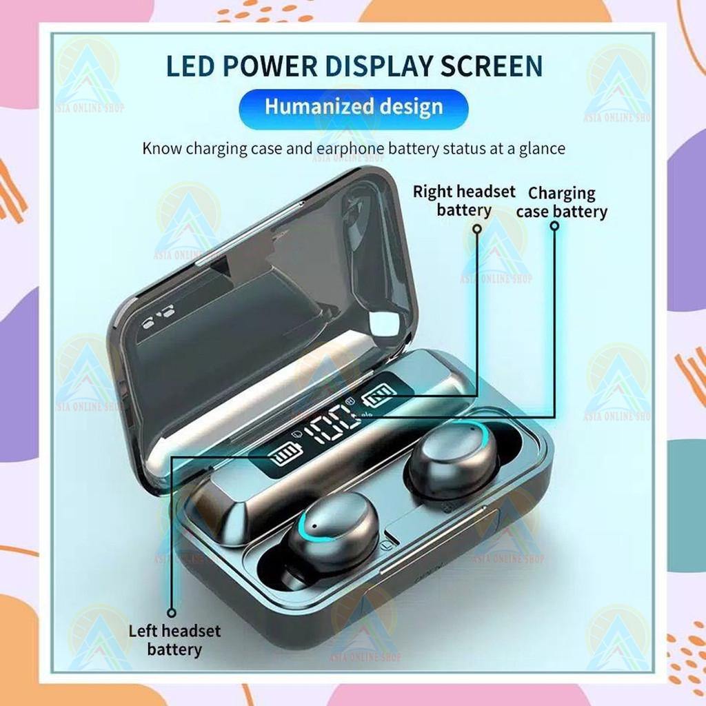 Jual Headset F9 Series Touch Fingerprint TWS Earphone Bluetooth Earbuds ...