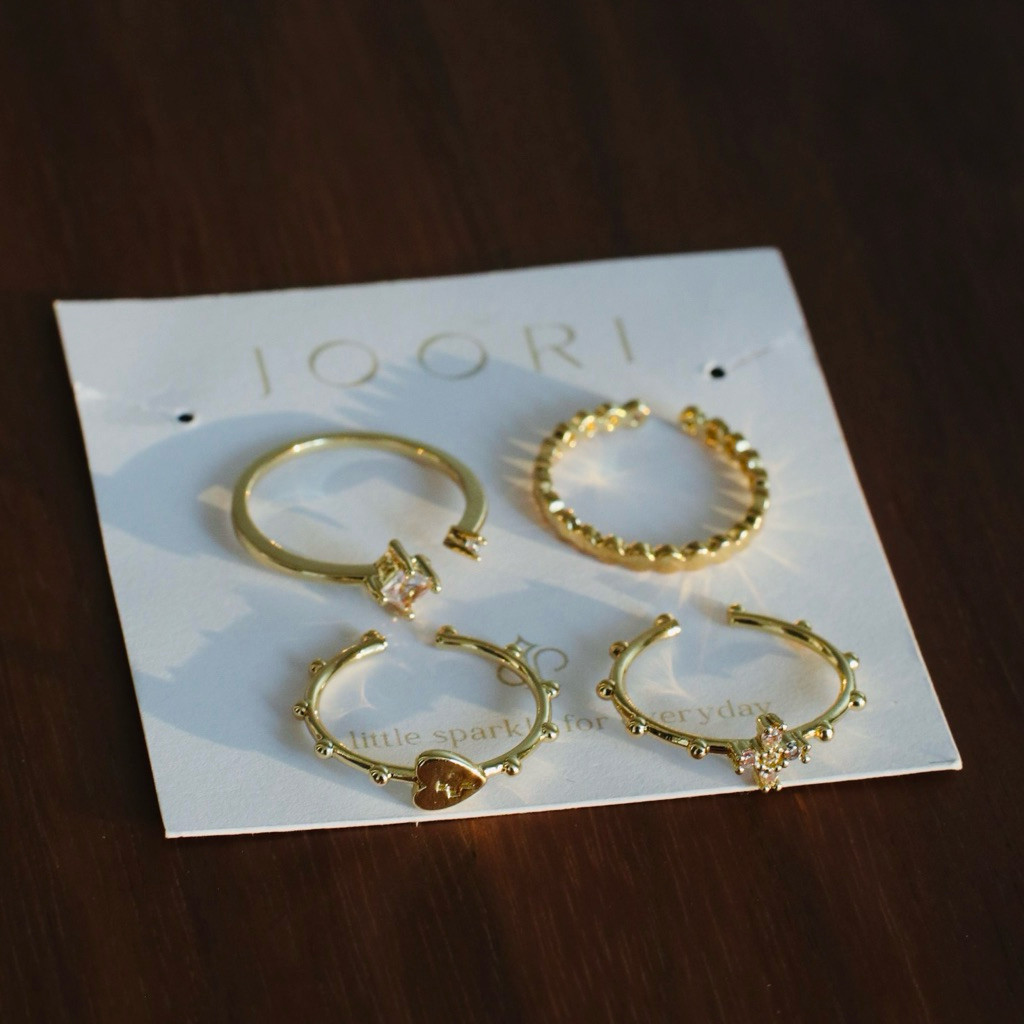 Jual JOORI - Cincin Wanita Adjustable 1 Set 4 PCS Gold Plated | Shopee ...
