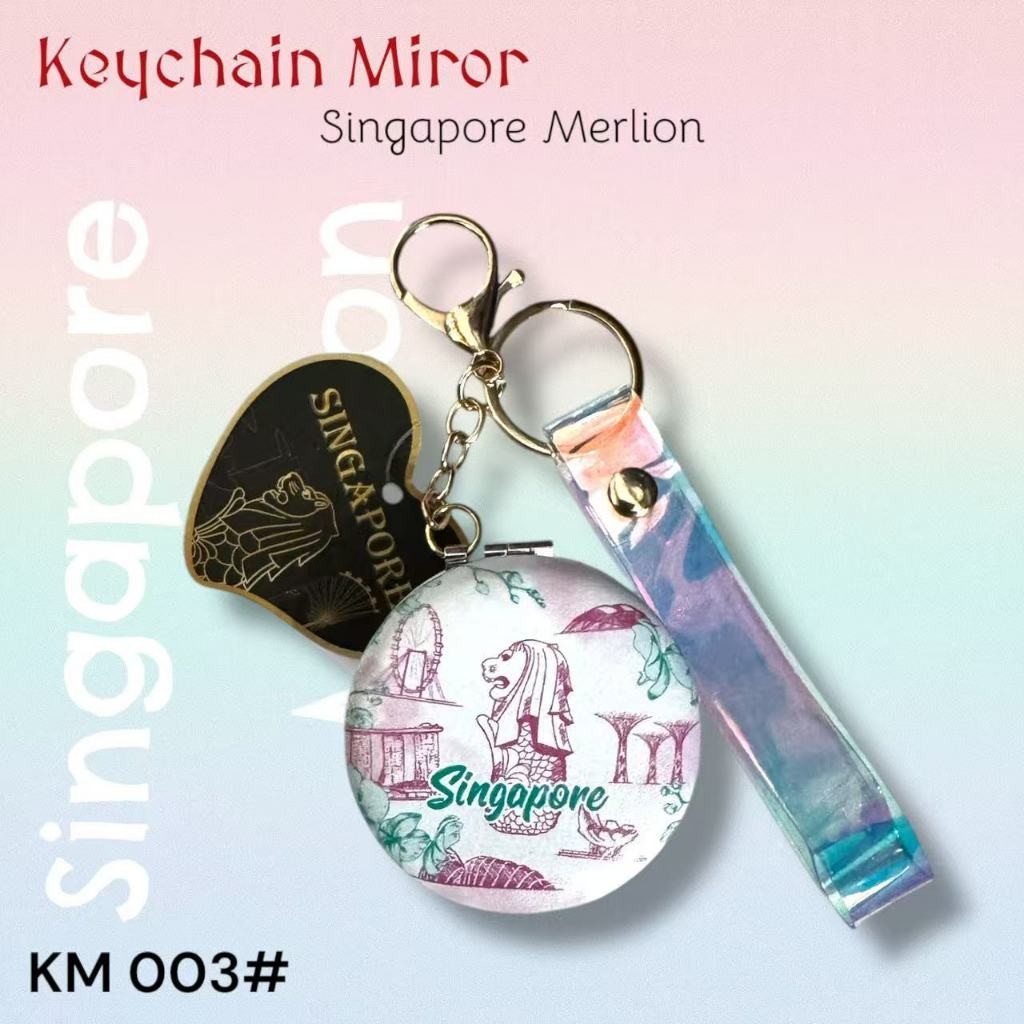Jual Souvenir Keychain Gantungan kunci Mirror Singapore Merlion Cermin ...