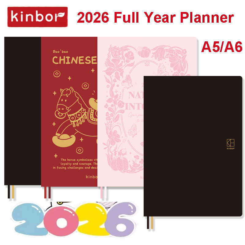 Jual 2026 Kinbor Notebook Planner 52g Bachuan Paper A5 A6 Full Year ...