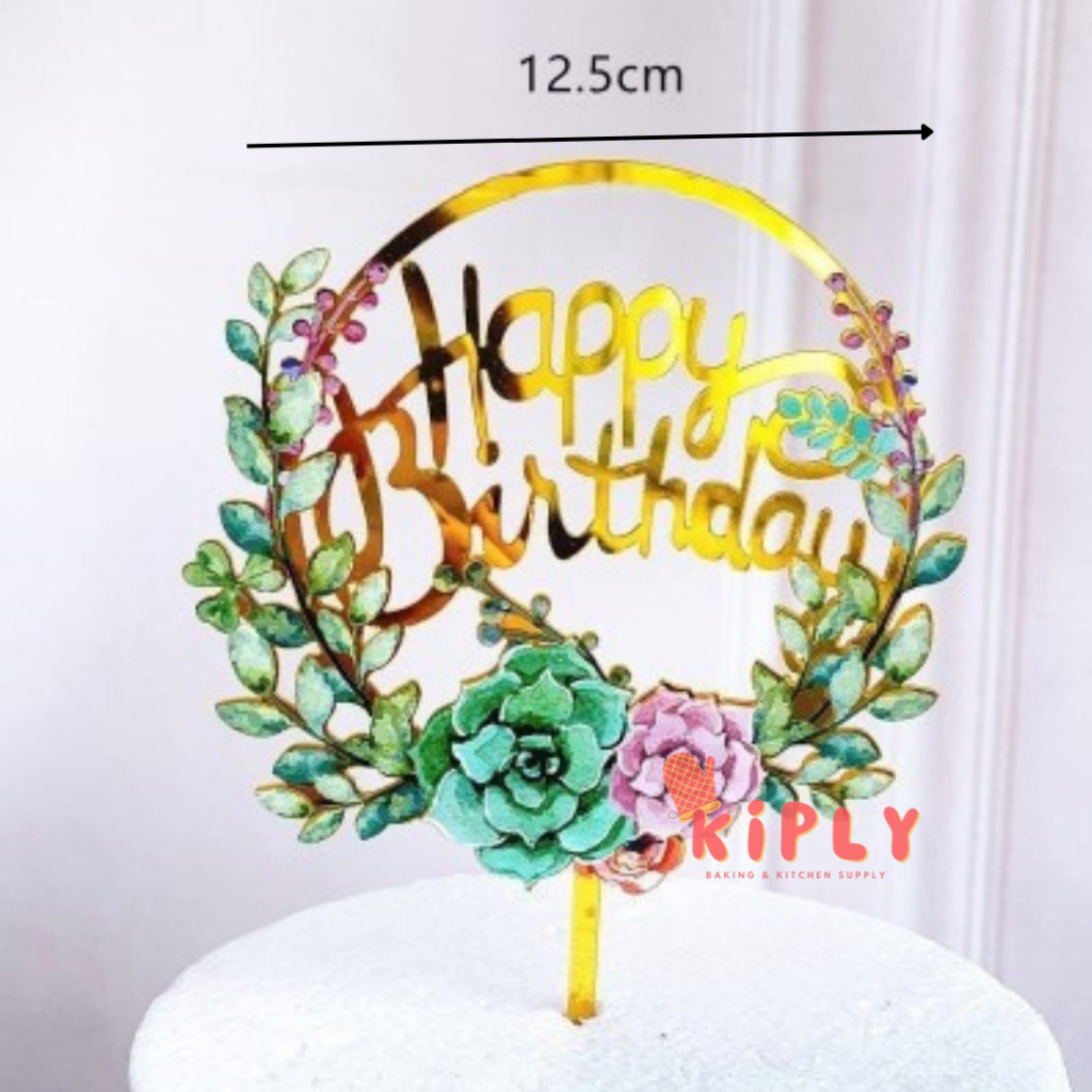 Jual Cake Topper HBD Bingkai Bulat/Topper Kue Desain Ulang Tahun ...