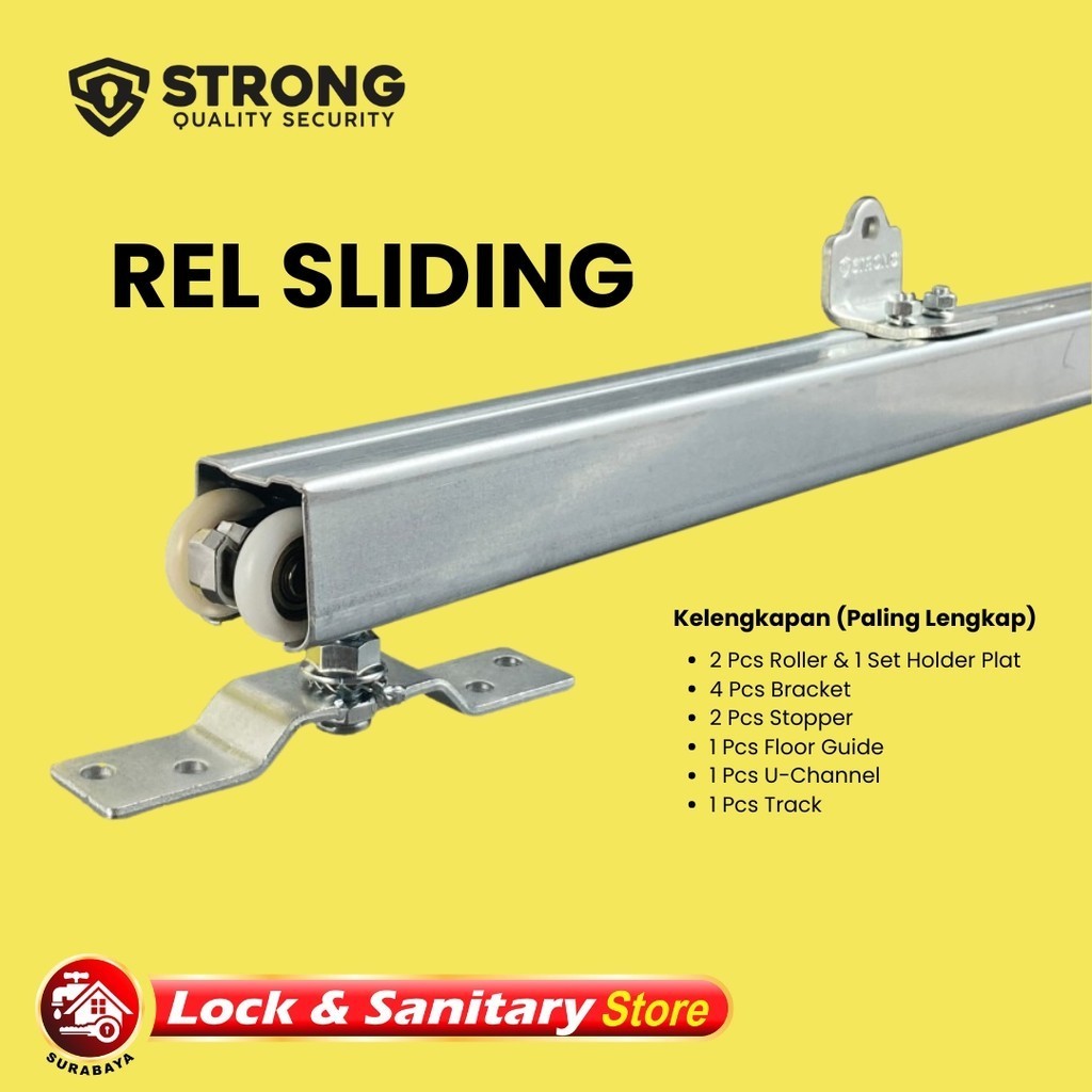 Jual Rel Sliding Pintu Geser Rail STRONG 1,8 Meter Galvanis 1 Set Komplit | Shopee Indonesia