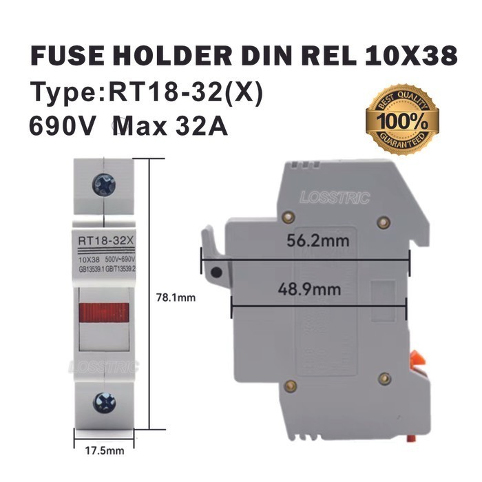 Jual Rumah Fuse 10x38/Fuse Holder/Din rel Holder model MCB. | Shopee ...