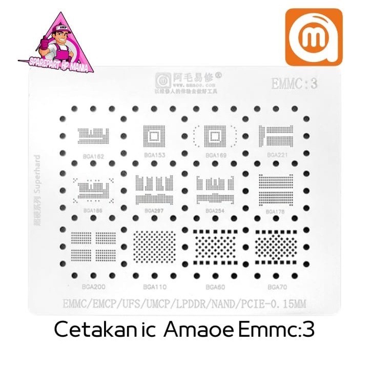 Jual PLAT CETAKAN IC BGA AMAOE EMMC3 UMCP EMCP UFS NAND PCIE ORIGINAL EMMC 3 | Shopee Indonesia