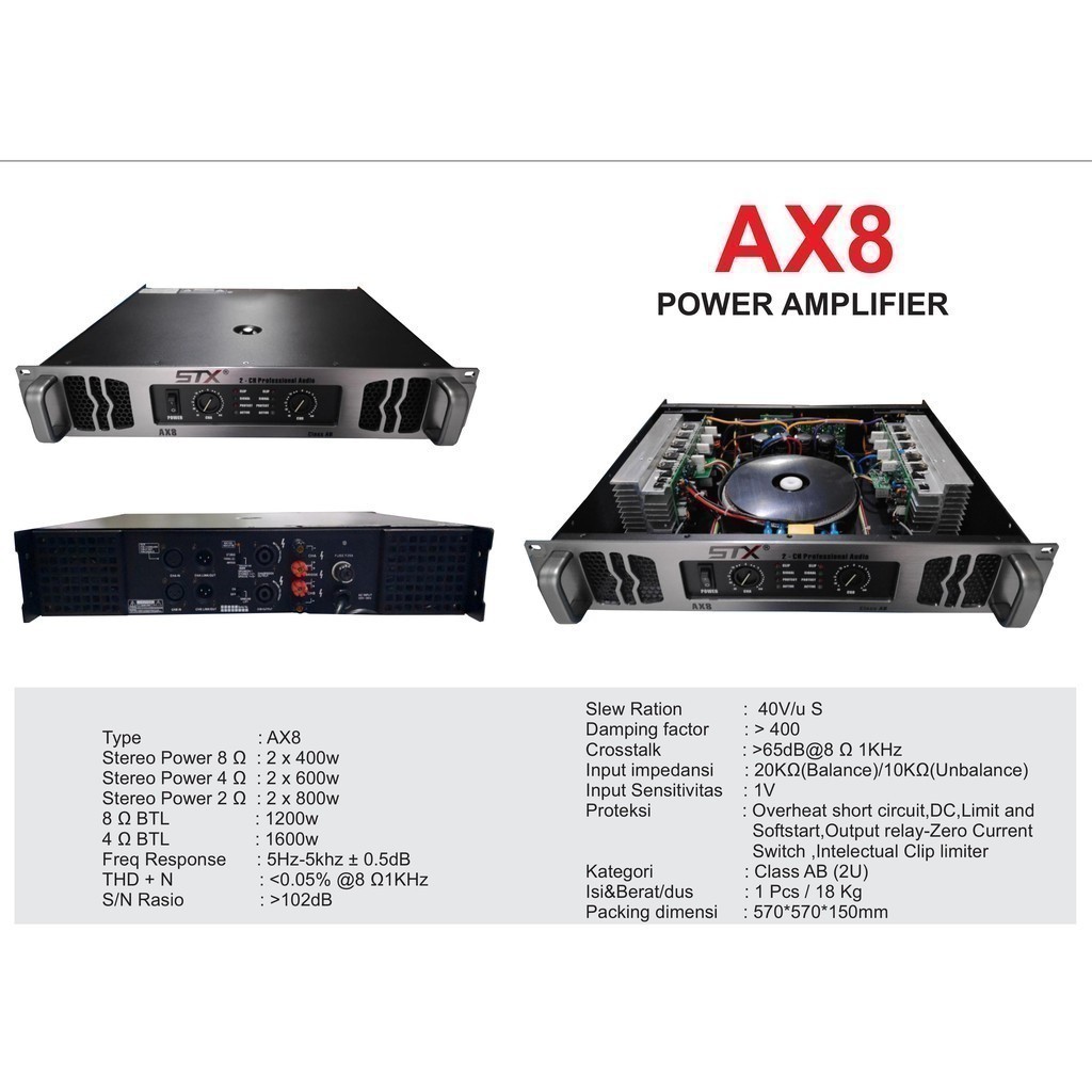 Jual Power Profesional Audio Amplifier Merk STX Type AX8 | Shopee Indonesia