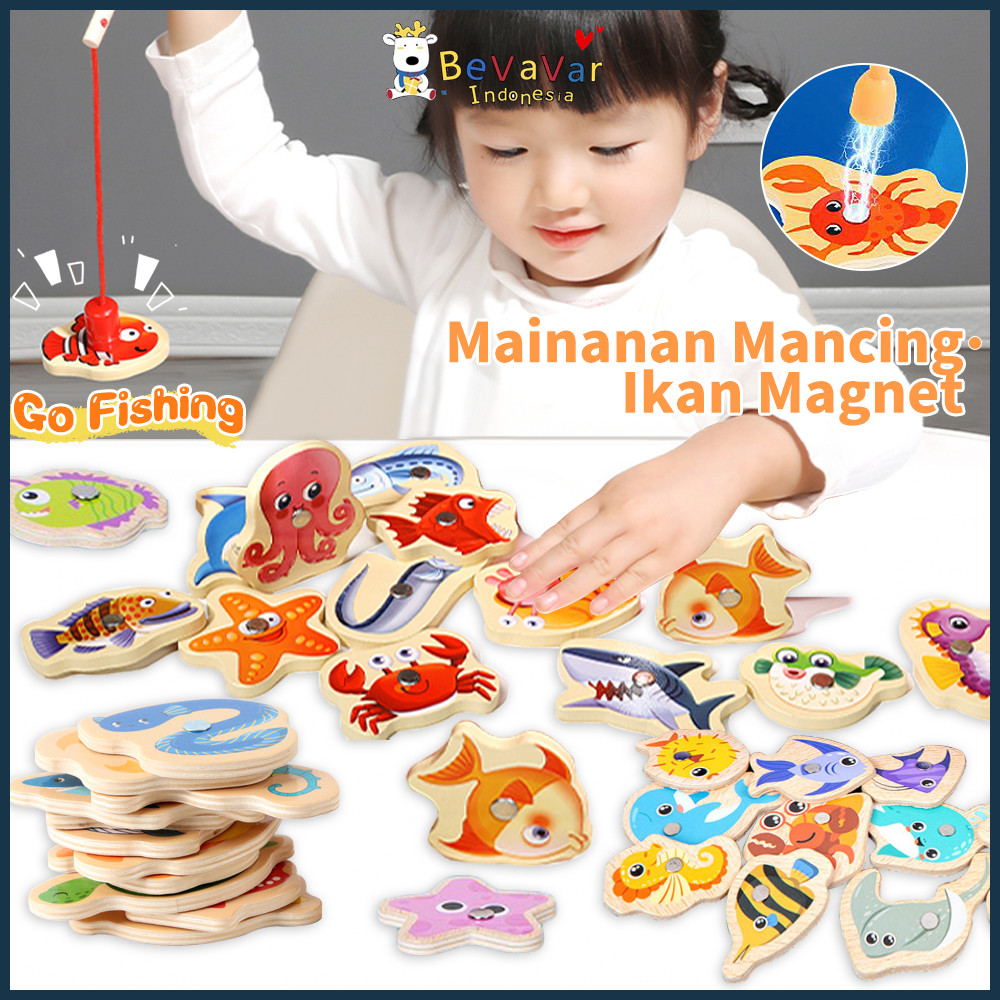 Jual BEVAVAR set Mainan pancingan ikan magnet mainan edukasi mancing ...