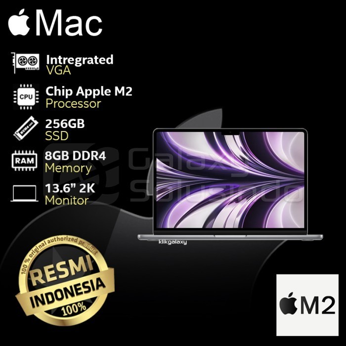 Jual APPLE MacBook Air M2 Chip 2022 13 Inch 256GB SSD 8GB RAM Laptop - SPACE GREY | Shopee Indonesia