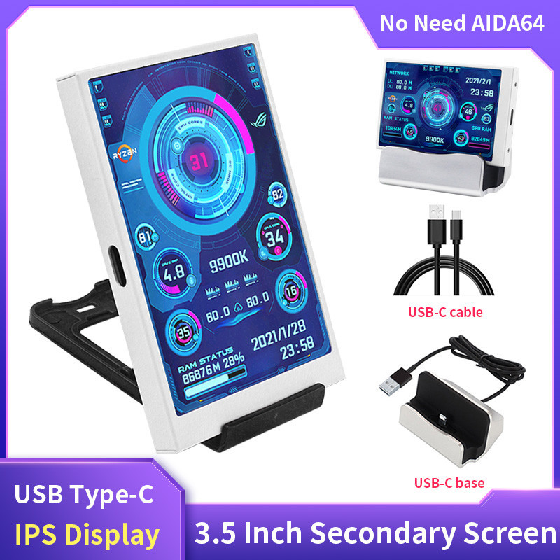 Jual 3.5 Inch IPS TYPE-C Secondary Screen Computer Monitor For Computer ...