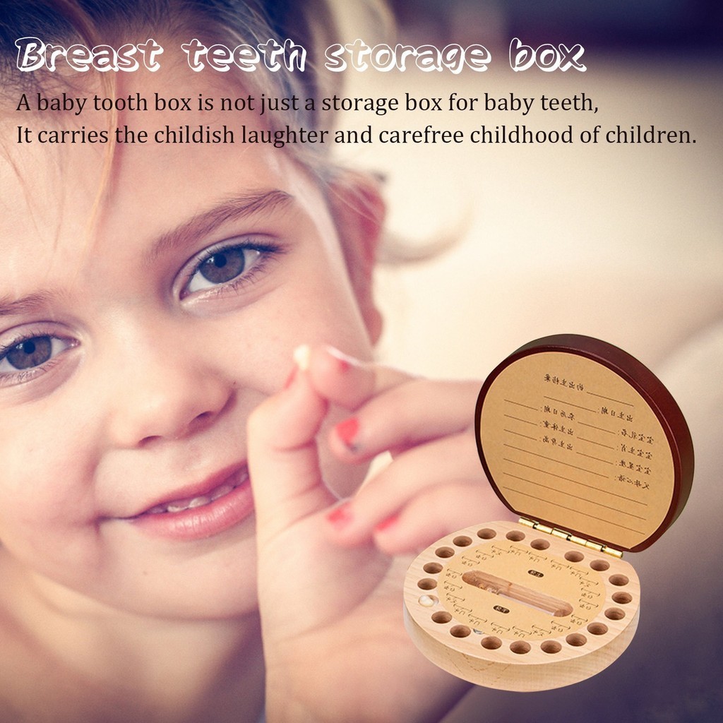 Jual Wooden Baby Kids Tooth Storage Box Tooth Wood Box Organizer Milk ...