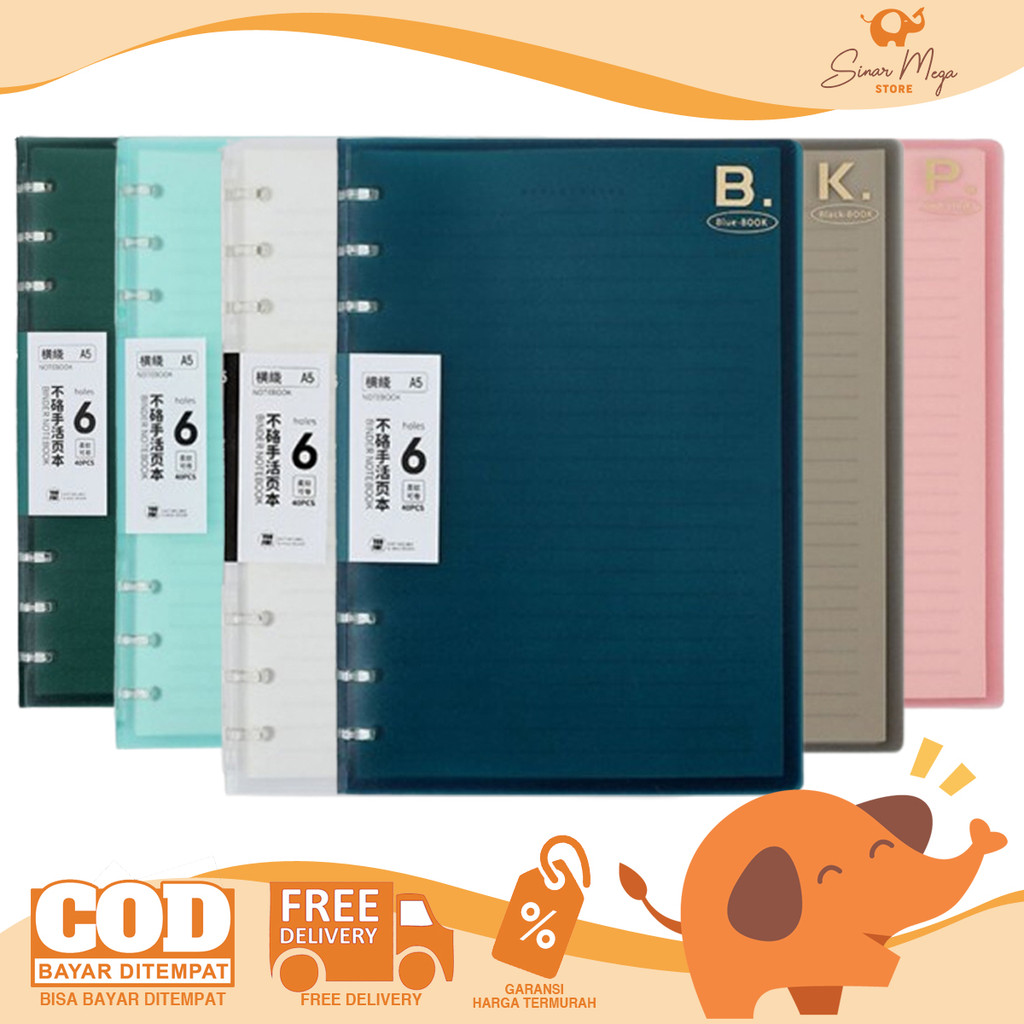 Jual Soft Cover 6 Ring Slim File Binder A5 / Binder Tipis 6 Lubang ...