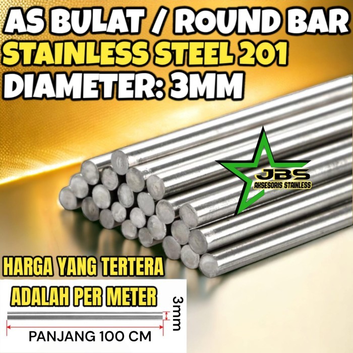 Jual SA99 AS STAINLESS STEEL SS 201 3MMX100CM | Shopee Indonesia