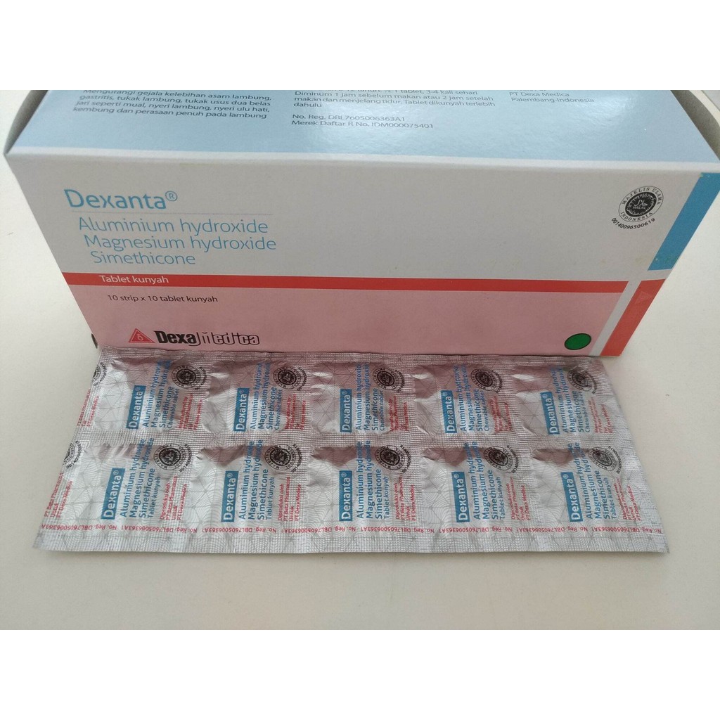 Jual Dexanta tablet kunyah per strip isi 10 tablet obat maag asam ...