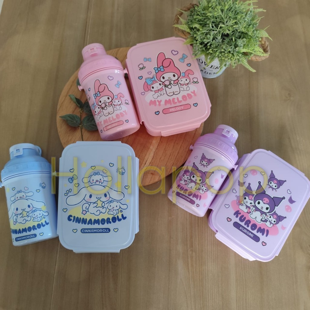 Jual HOP Set Lunchbox Kotak Makan Bekal Botol Minum Kuromi My Melody Cinnamoroll | Shopee Indonesia