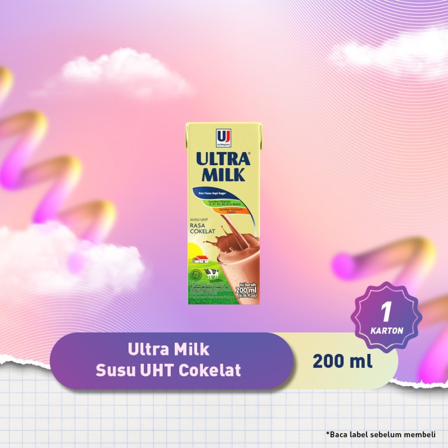 Jual Susu Ultra Milk UHT Coklat/Cokelat 200mL 1 karton/dus (24 pcs ...