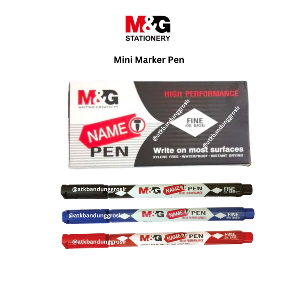 Jual Spidol M&G Marker Name Pen High Peformance Warna Hitam Biru Merah ...