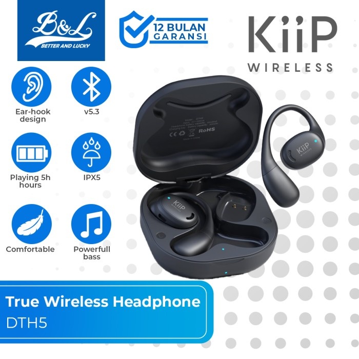Jual KIIP WIRELESS DTH5 True Wireless Ear-Hook Earphones Bluetooth 5.3 Air Conduction IPX5 ...