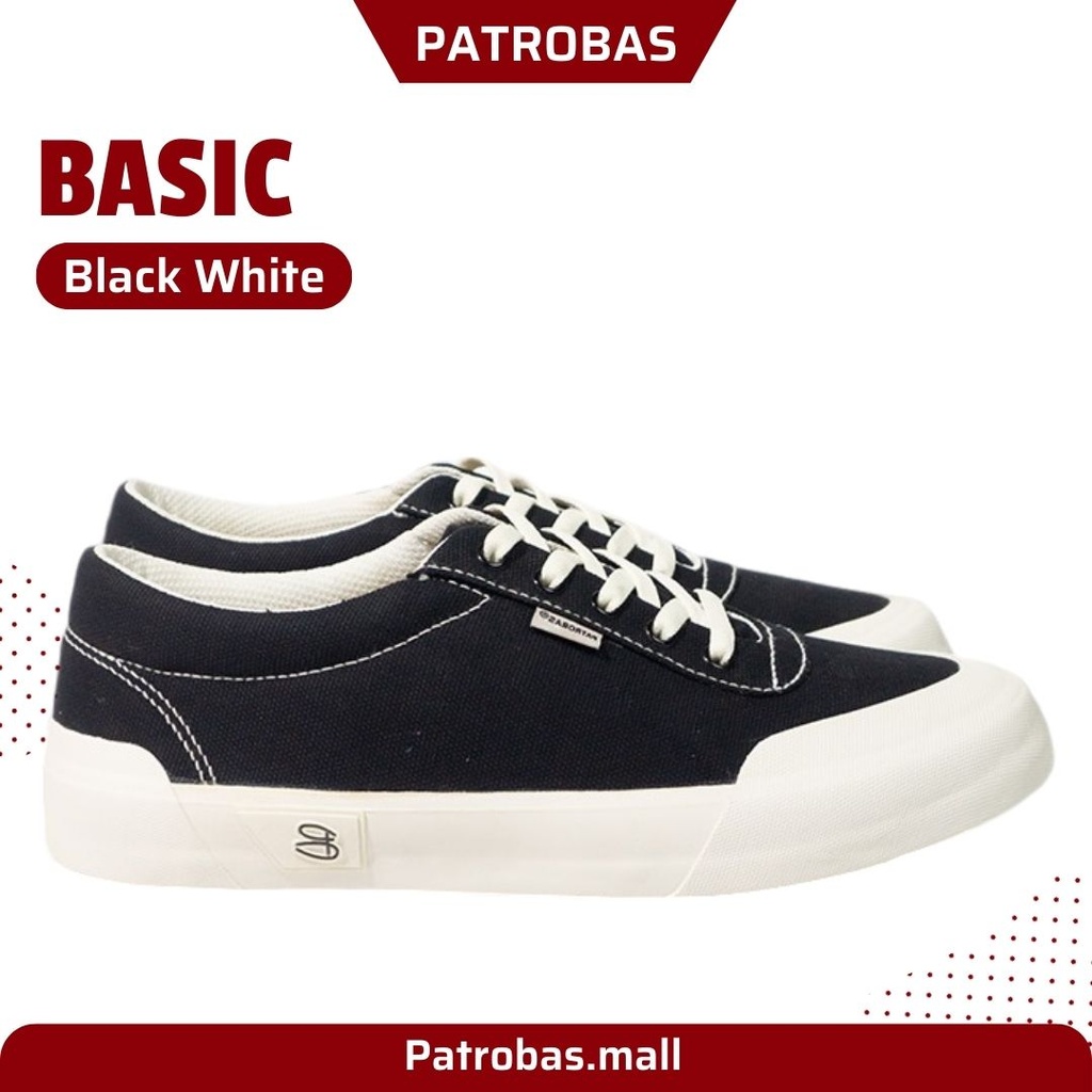 Jual PATROBAS Basic Black White Sepatu Sneakers Casual Sekolah Pria ...