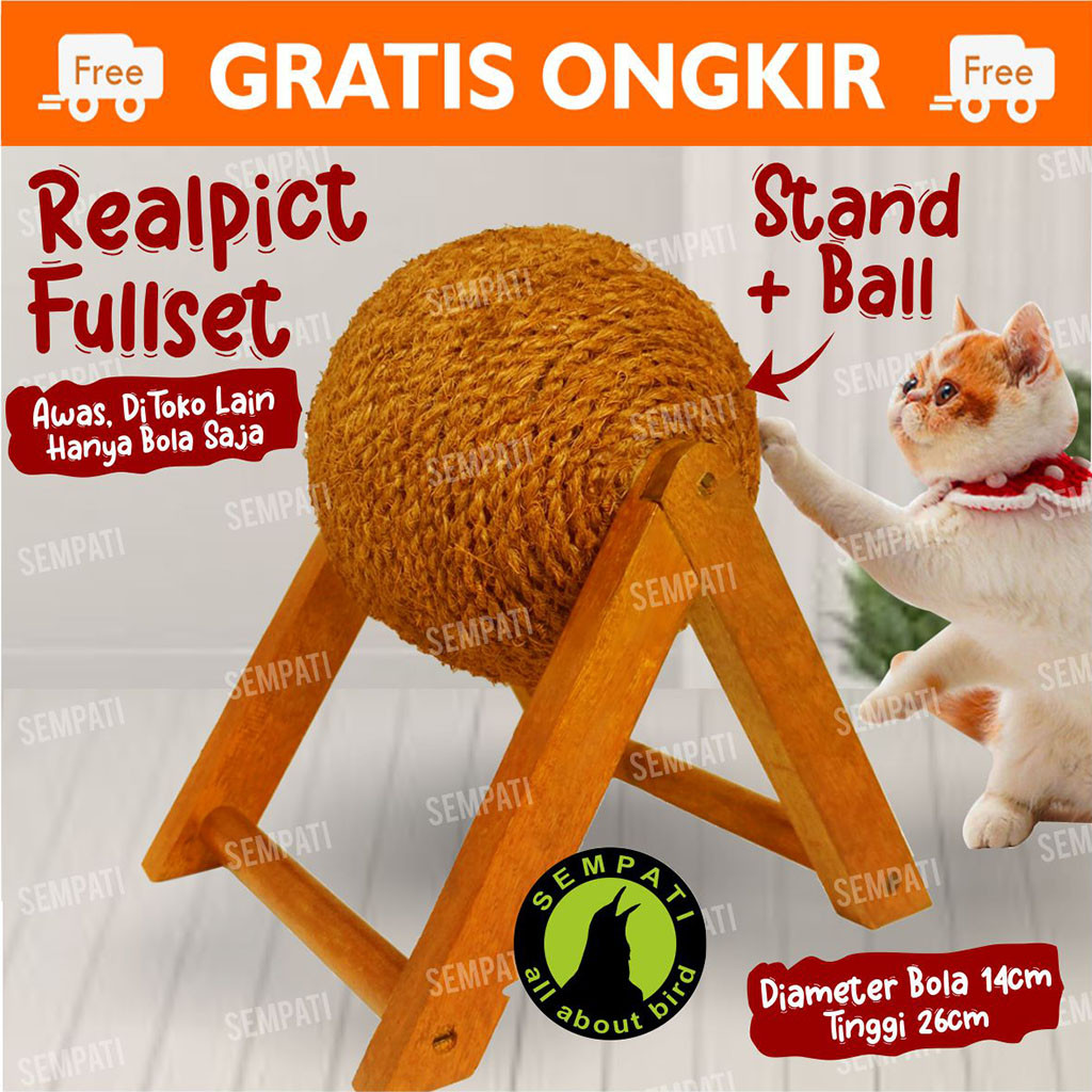 Jual SEMPATI Mainan Kucing Papan Garukan Bola Putar Cat Scratcher Ball ...