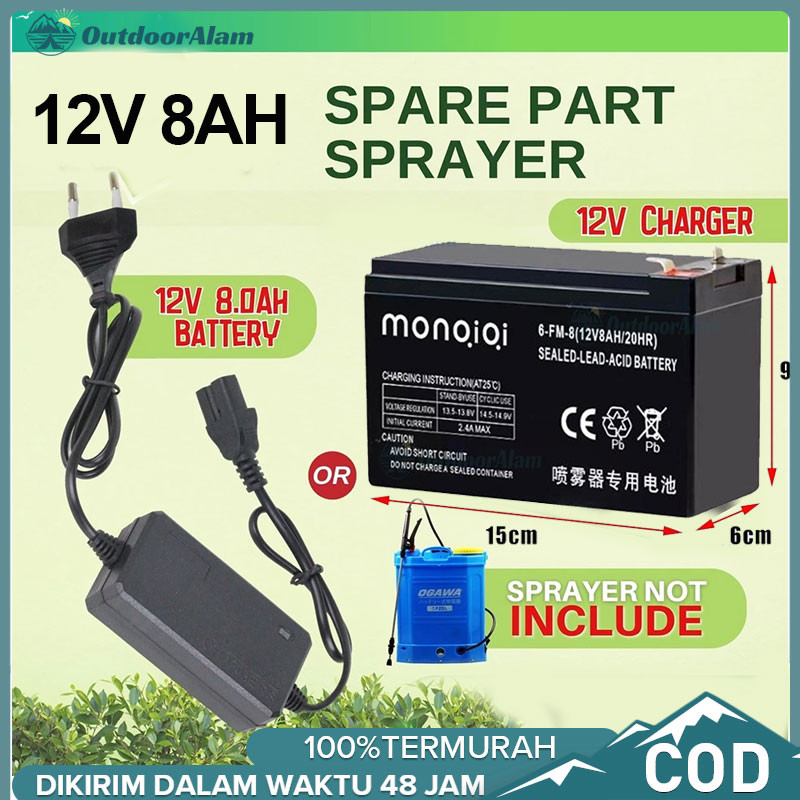 Jual Aki Kering Sprayer Elektrik 12V 12AH / 12V 8AH Baterai Alat Semprot Hama/aki kering selis ...