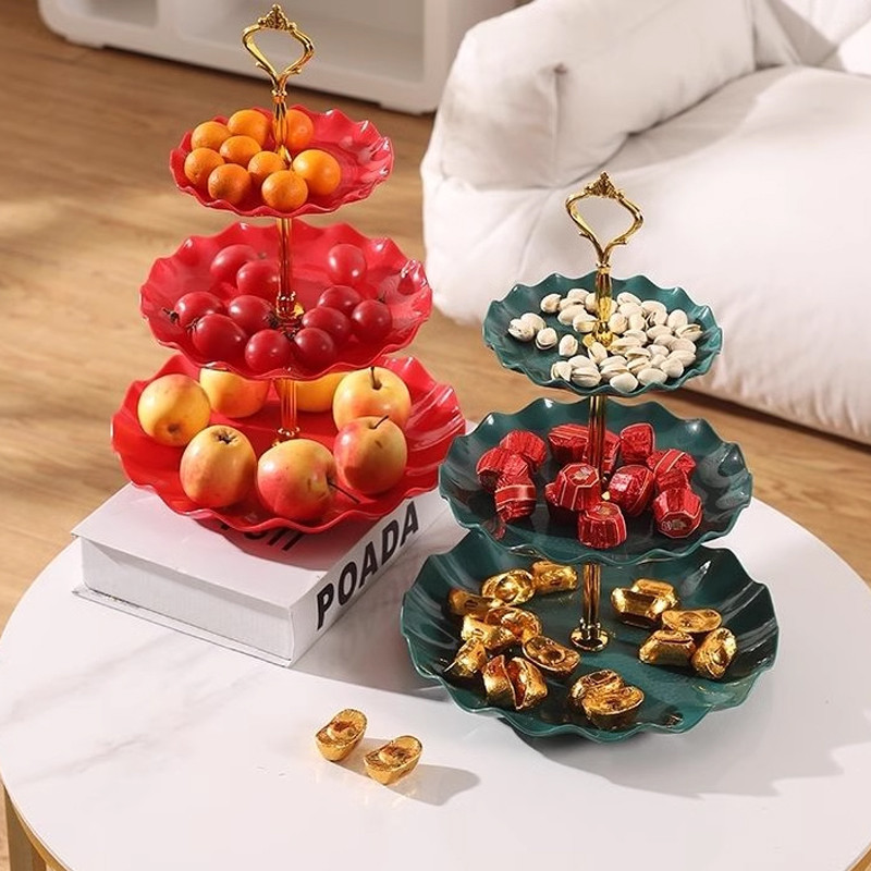 Jual 3 Susun Cake Display Plate Piring Sajian Kue Cupcake Aesthetic/Rak ...