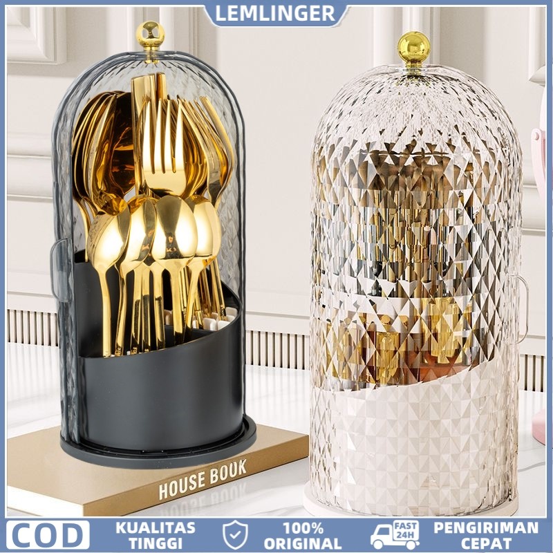 Jual 【LEMLINGER】Wadah Sendok Tempat Sendok Garpu 360° Berputar Wadah ...