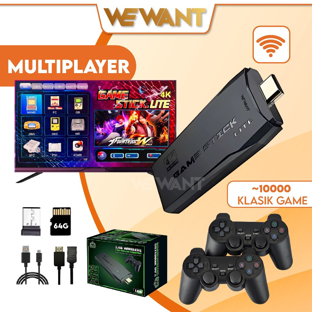 Jual Game Stick 4K Wireless 64G Bulit-In Console Games Retro HDMI TV ...