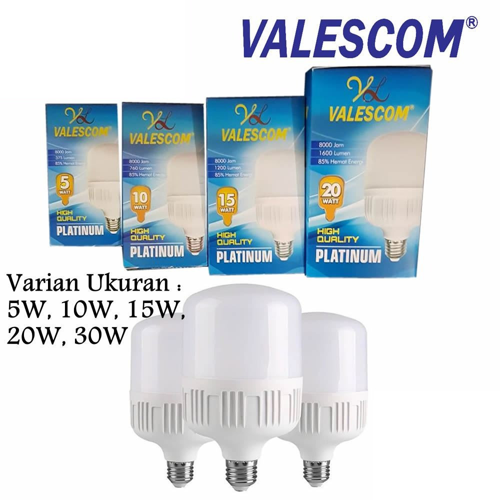 Jual Lampu Bohlam LED Kapsul Valescom Platinum Putih White 5W / 10W / 15W / 20W / 30W | Shopee ...