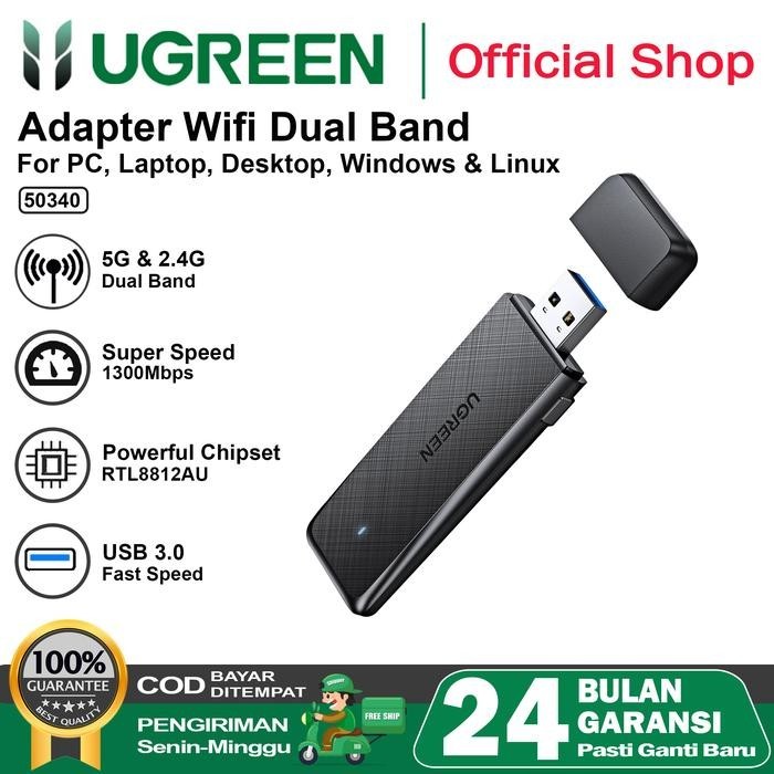 Jual Ugreen Wifi Adapter Single Dual Band 2.4GHz-5GHz Max 1300Mbps ...
