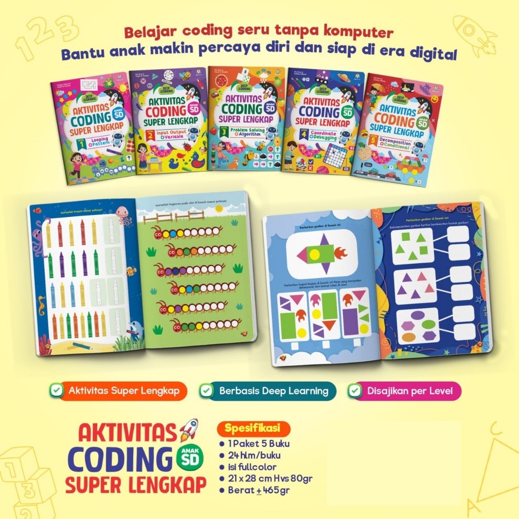 Jual [READY] Paket Aktivitas Logika Coding for Kids Latihan Matematika Anak 5 6 tahun SD Paud ...