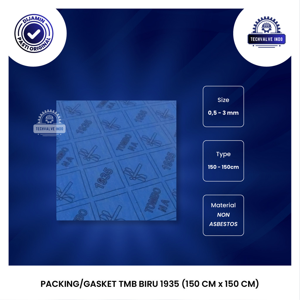 Jual PACKING/GASKET TOMBO BIRU 1935 TEBAL 0,8MM (150CM x 150CM) ORIGINAL | Shopee Indonesia