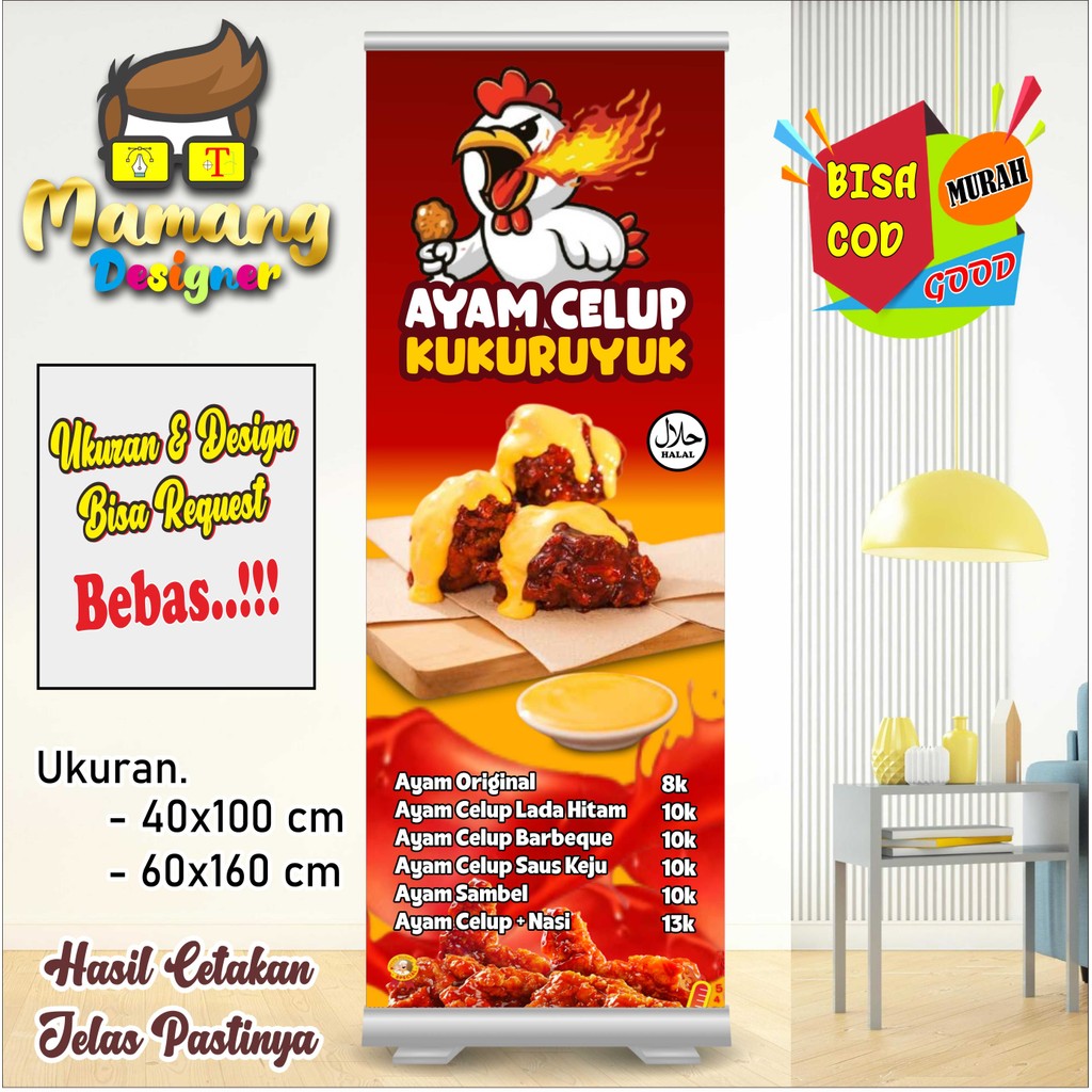 Jual Spanduk Banner Backdroop Jualan Ayam Celup Chicken Design Bagus ...